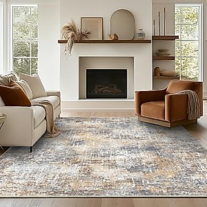 Bavni Rugs 3x5, Non-Slip Machine Washable Living Room Rug, Small Soft Bedroom Rug, Modern Aesthetic Design, Abstract Rug for Indoor Decor, Black/Brown/Grey