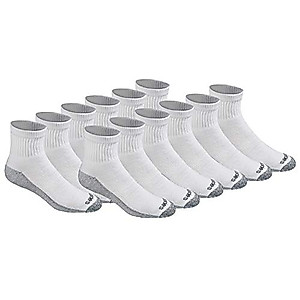 Dickies Men's Big & Tall Dri-Tech Moisture Control Quarter Socks, Available in M-XXL (6, 18, White (12 Pairs), XX-Large