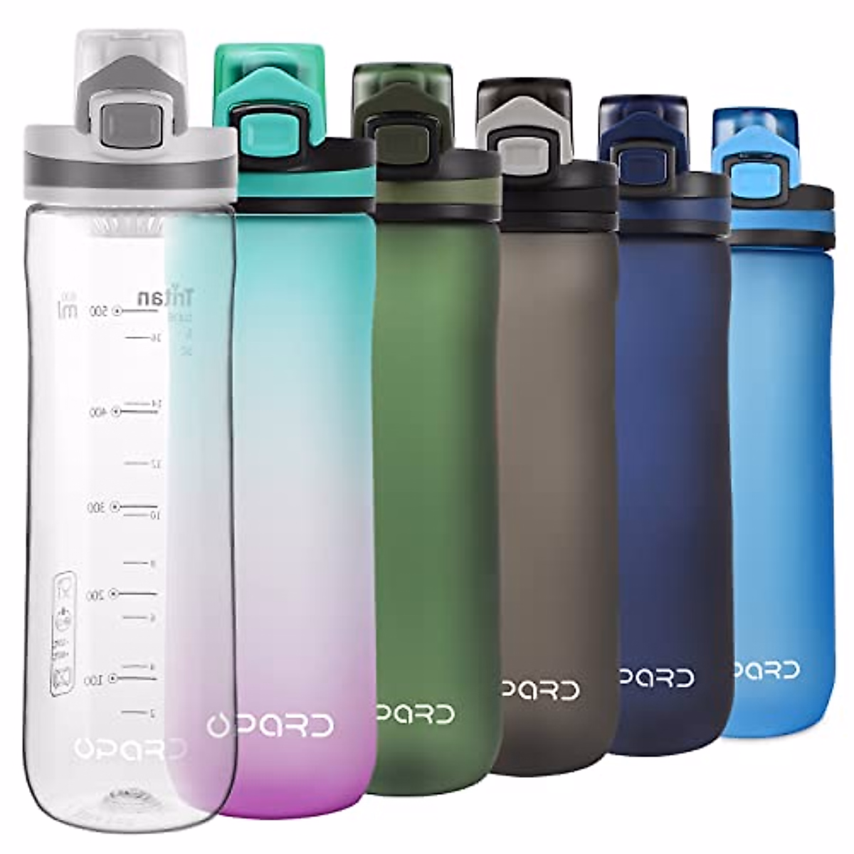 Opard Sports Water Bottles 20 Oz BPA Free Leak Proof Tritan Plastic Bottle Flip Top (Crystal Clear)