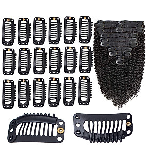 GBSTORE 20 Pcs Wig Clips Black 9-Teeth Metal Clips Snap-Comb Wig Clip for Hair Extension,32mm with Rubber DIY Wig Accessories Clips