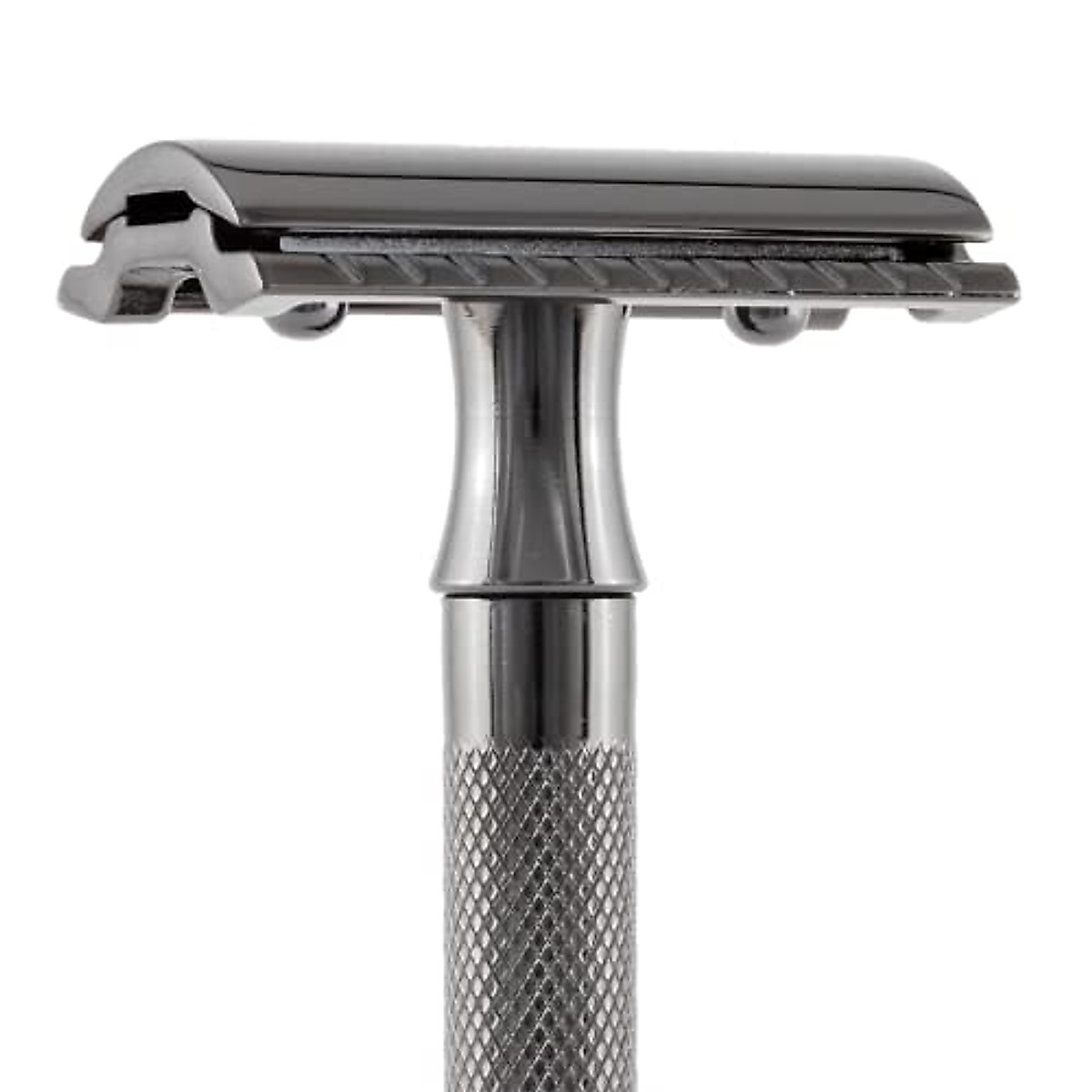 Merkur Double Edge Safety Razor, Straight Cut, Extra Long Handle, Black PVD Coated, 1 ct.