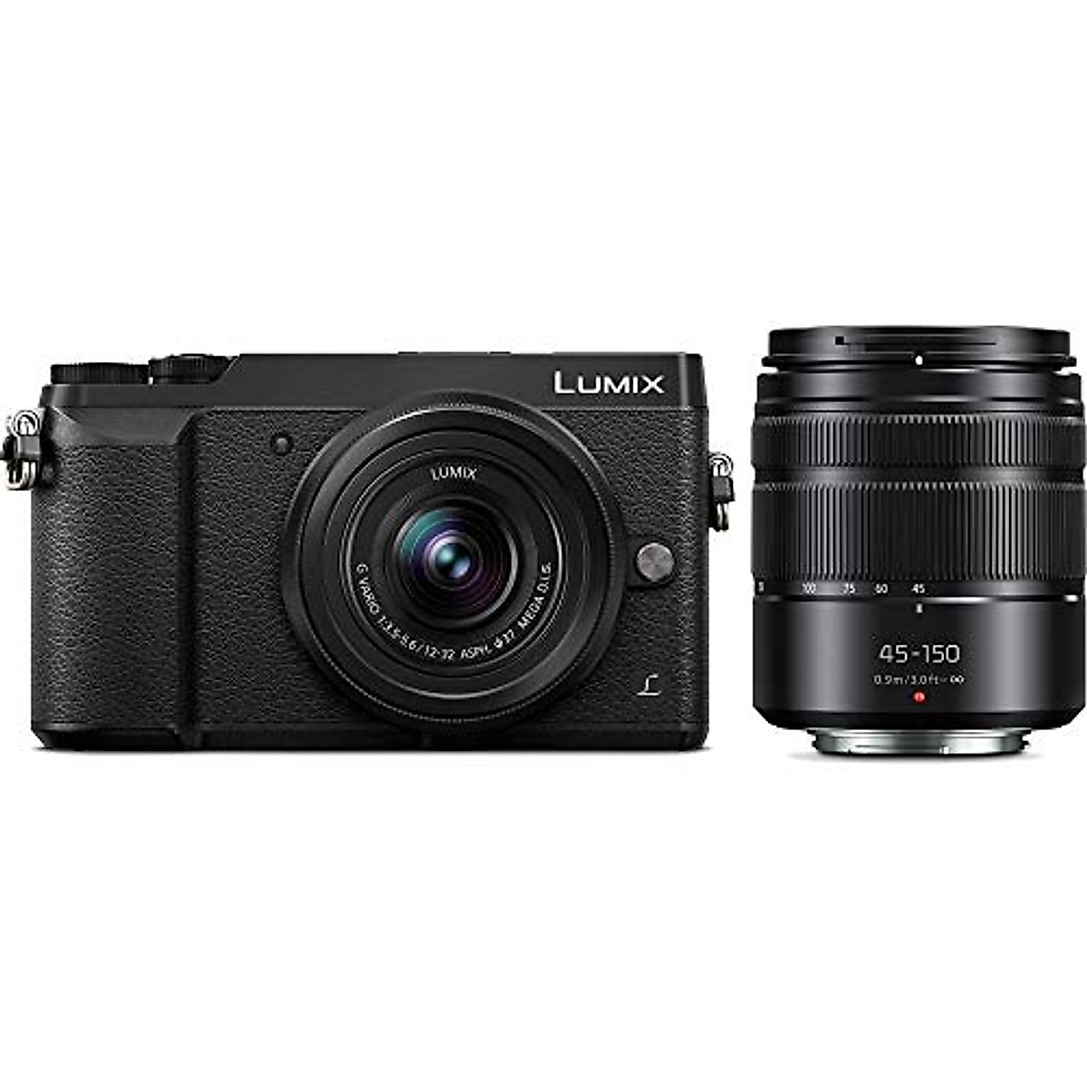 Panasonic LUMIX GX85 Mirrorless Camera with 12-32mm and 45-150mm Lens (Black) Bundle with Backpack, 64GB SD Card, 1025mAh Battery and Accessories (8 Items)