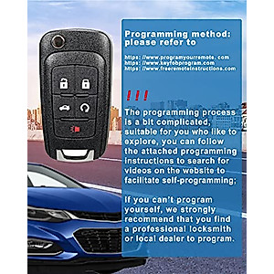 CAUORMOTE Keyless Entry Remote Flip Car Key Fob for Chevy Cruze Camaro Equinox Impala Malibu Sonic (OHT01060512), Set of 2