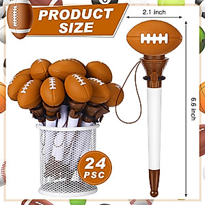 Lincia 24 Pcs Sport Funny Pen Hoop Ballpoint Novelty Bulk Plastic Sports Soccer Basketball Baseball Football Tennis Golf Themed Pen for Birthday Party School Award Party Favor Supplies(Football)