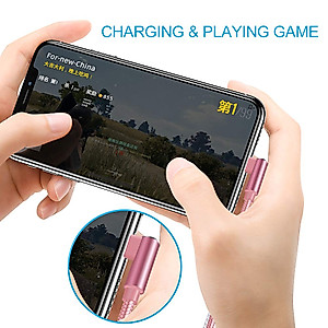 Quickeep iPhone Charger 10ft 90 Degree Lightning Cable 3 Pack iPhone Charging Cable Right Angle Nylon Braided Fast Charger Cord Compatible with iPhone 14/13/12/11/Xs/XR X/8/7 (Rose Gold)