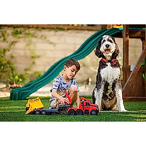 CAT Construction Toys, Heavy Movers, Semi Firetruck and Trailer with Bulldozer, Lights & Sounds, Ages 3 and up