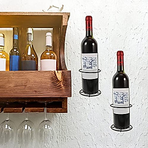 BESTonZON 2pcs Wall Mounted Wine Rack Single Wine Bottles Display Holder Rustic Champagne Storage Organizer Hanging Beer Shelf for Kitchen Dining Room Bar