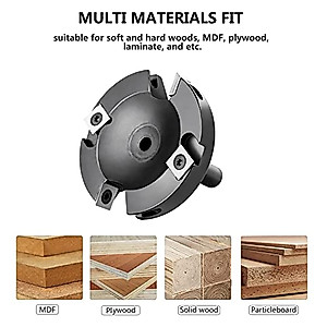 SpeTool CNC Spoilboard Surfacing Router Bit,1/2 Inch Shank 3 Inch Cutting Diameter, 2+2 Carbide Insert Slab Flattening Router Planer Bit for Woodworking Mill Planing