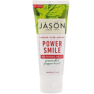 Jason Powersmile Whitening Fluoride-Free Toothpaste, Powerful Peppermint, Travel Size, 3 Oz