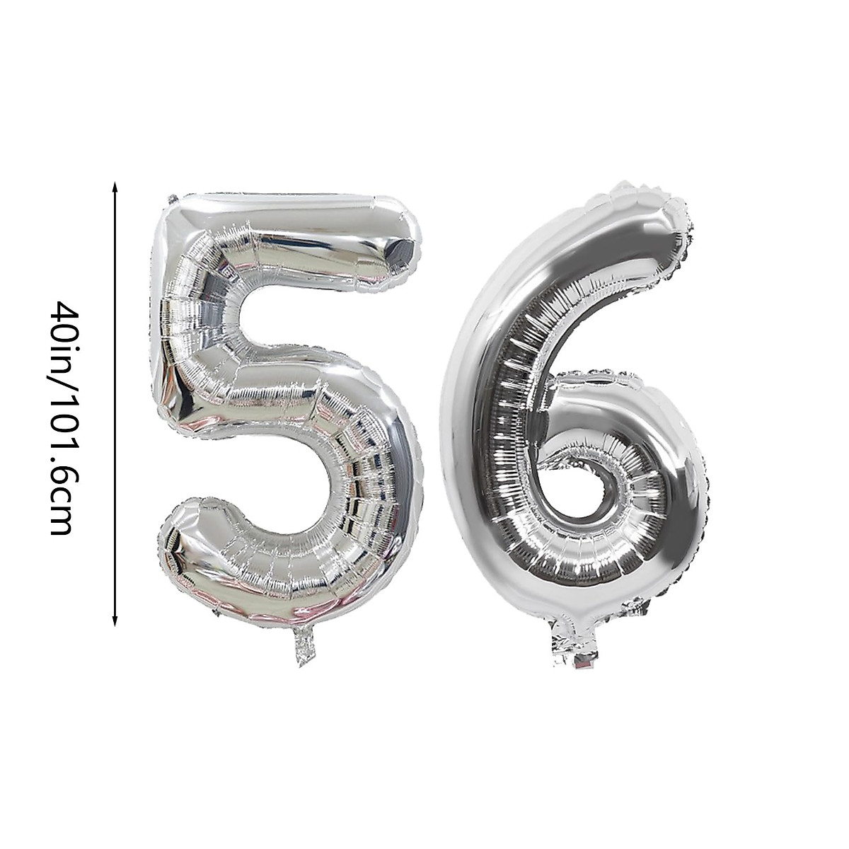 YFHVJTKO 40 Inch Number 56 Foil Balloons 56th Celebration Decorations for 56th Birthday Party Wedding Bridal Shower Engagement Photo Shoot Anniversary Decoration, Number 56 Silver Balloon (Pack of 1)