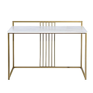 FurnitureR Computer Desk with Metal Frame 47.2 inches Home Office Writing Table Modern Design Work Space, White