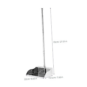 SEWOART Stainless Steel Trash Shovel Longs Handle Dustpan Heavy Duty Dustpan Garbage Floor Sweeper Dustpan Kitchen Dustpan Handheld Standing Pan Handled Shovel Industrial Dust Pan Silver