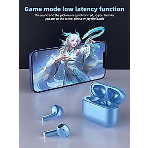 Wireless Earbuds Bluetooth 5.3 Earphones IPX6 Waterproof Headphones 2022 New Stereo Headsets with 4 Mics USB-C Charging Case in Ear 30H Deep Bass Noise Cancelling Ear Buds for iPhone Android iOS Blue