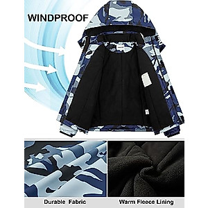 UMMTOM Boys Waterproof Ski Jacket Fleece Lined Warm Winter Snow Coat Hooded Winter Jacket for Kids(Indigo Sea,6-7)