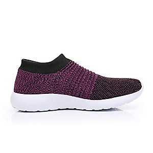 CullForYou Women's Flexible Knit Walking Shoe (8 M US,Purple/Black)