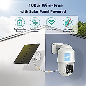 HOSAFE.COM Security Cameras Outdoor Wireless Solar Powered, Pan Tilt Battery WiFi Cameras for Home Security, 2K Color Night Vision, 2 Way Talk, PIR Human Motion Detection & Phone Alerts