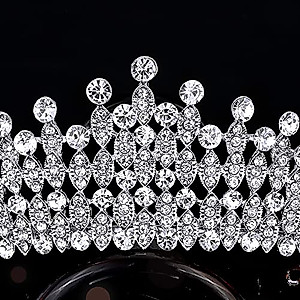 ARALUKY Silver Wedding Tiara for Women Crystal Tiaras and Crowns for Women Baroque Crown Wedding Tiaras for Bride, Royal Queen Crown Elegant Princess Crown Rhinestone Hair Accessories for Birthday Prom Pageant Party