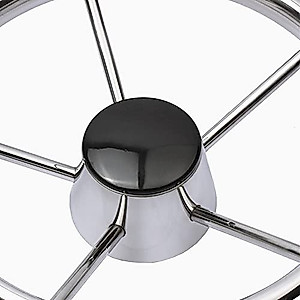 13-1/2“ Boat Steering Wheel Stainless Steel 5 Spoke Destroyer Style Steering Wheel with Knurling for Marine Yacht Boat