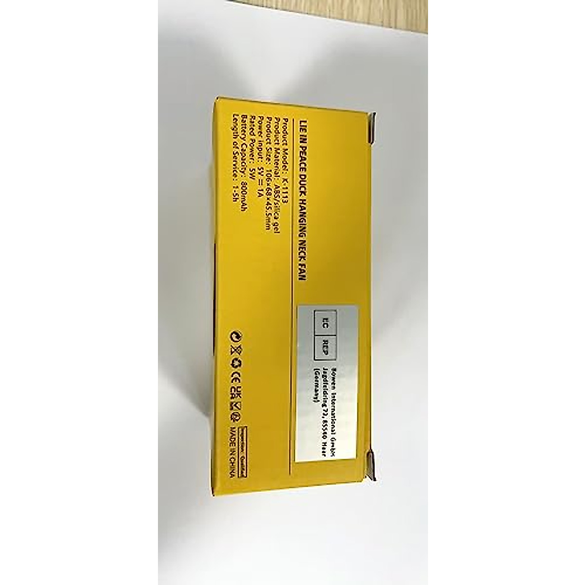 Portable Neck Fan, Hanging Neck Fan with Adjustable Lanyard, USB Rechargeable Mini Hand Held Fan，3 Wind Speed Personal Fan, Cute Bladeless Fan for Home Office Outdoor Travel (LIE-IN-PEACE DUCK)