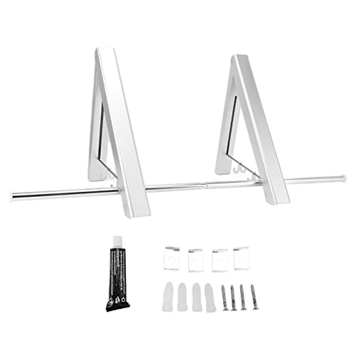 Retractable Clothes Hanger, Retractable Clothes Drying Rack Recessed Design Strong Load Bearing Wall Mounted Thickened for Bathroom for Office (Silver)