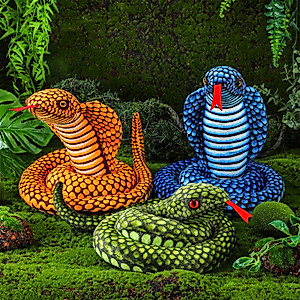 Sosation 3 Pcs Snake Stuffed Animal 43 Inches Cobra Snake Plush Toy Large Realistic Snake Stuffed Animal Toy with Red Tongues Python Stuffed Dolls Gifts for Children Kids