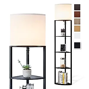 ATAMIN Alvis Edge 72" Floor Lamps for Living Room Decor, Tall Lamp for Bedroom, Modern Corner Shelf Lamp, Sturdy Floor Lamp with Shelves, Standing Lamp with Book Shelves, LED Lamp Shelf(Black)
