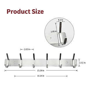 AJLTPA Coat Rack Wall Mount, Wall Hooks for Hanging, Coat Hooks Wall Mounted, Wall Hangers for Towels Purse Backpack Clothes Bag Key Jacket and Bathrobe (6 Hooks, Silver)