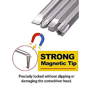 Rocaris 30 Pack 1/4 Inch Hex Shank Long Magnetic Screwdriver Bits Set 6 Inch Power Tools(Slotted+Cross+Square +Torx)