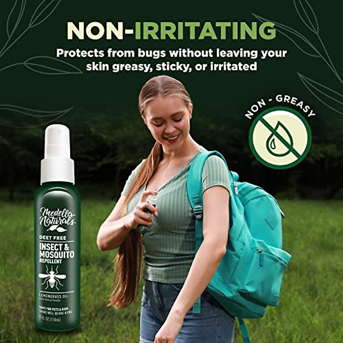 Medella Naturals Insect & Mosquito Repellent, DEET-Free All-Natural Formula, Kid and Pet Friendly, Made in the USA, 4 Ounce Spray Bottle