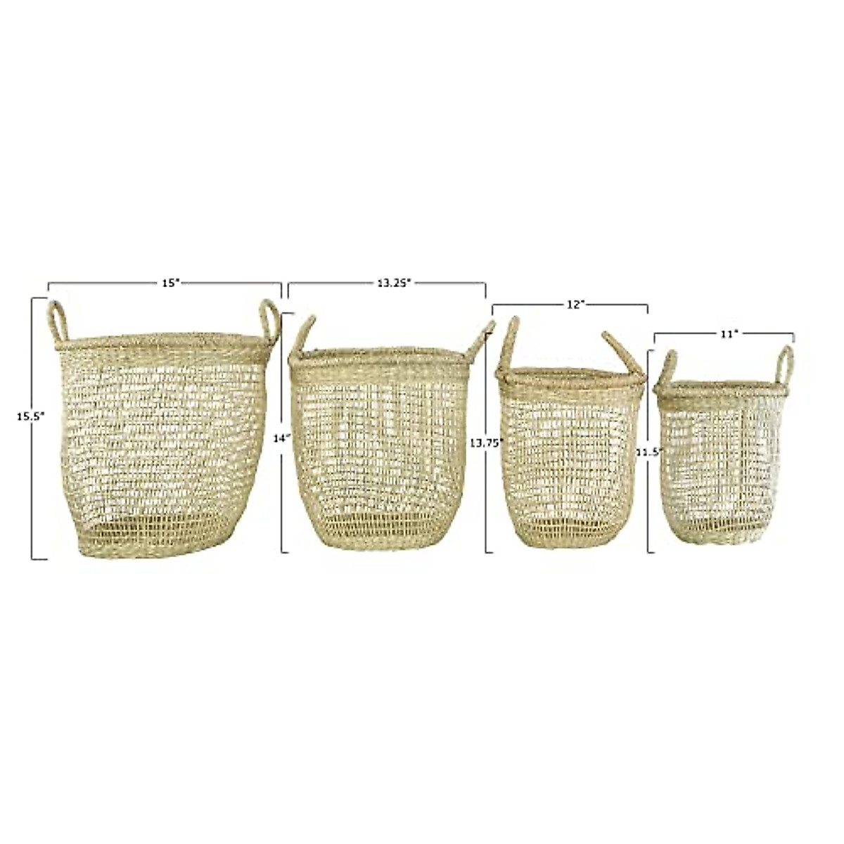 Creative Co-Op DA8869-1 Handwoven Natural Seagrass Baskets (Set of 4 Sizes)