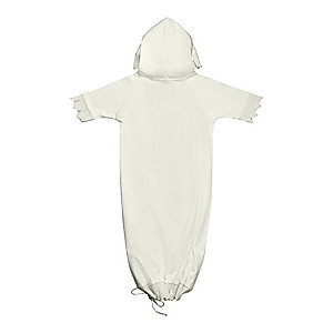 Victorian Organics Baby Gown Organic Cotton and Lace Infant Button Hoodie Bunting (NB 0-3 months, Antique White)