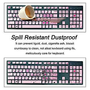 YongMai Keyboard Covers for Dell KM636 KB216 Wireless Wired Keyboards, Dell Optiplex 5250 3050 3240 5460 7450 7050/Dell Inspiron AIO 3475 3670 3477 Silicone Desktop Computer Keyboard Skins (Love Bear)