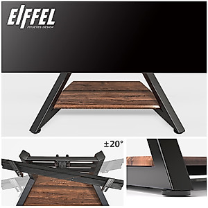 FITUEYES Design Universal Tabletop TV Stand for 55-86 inch TV LCD LED, Modern TV Stand Height Adjustable with Wooden Base, Eiffel Series TV Mount Stand