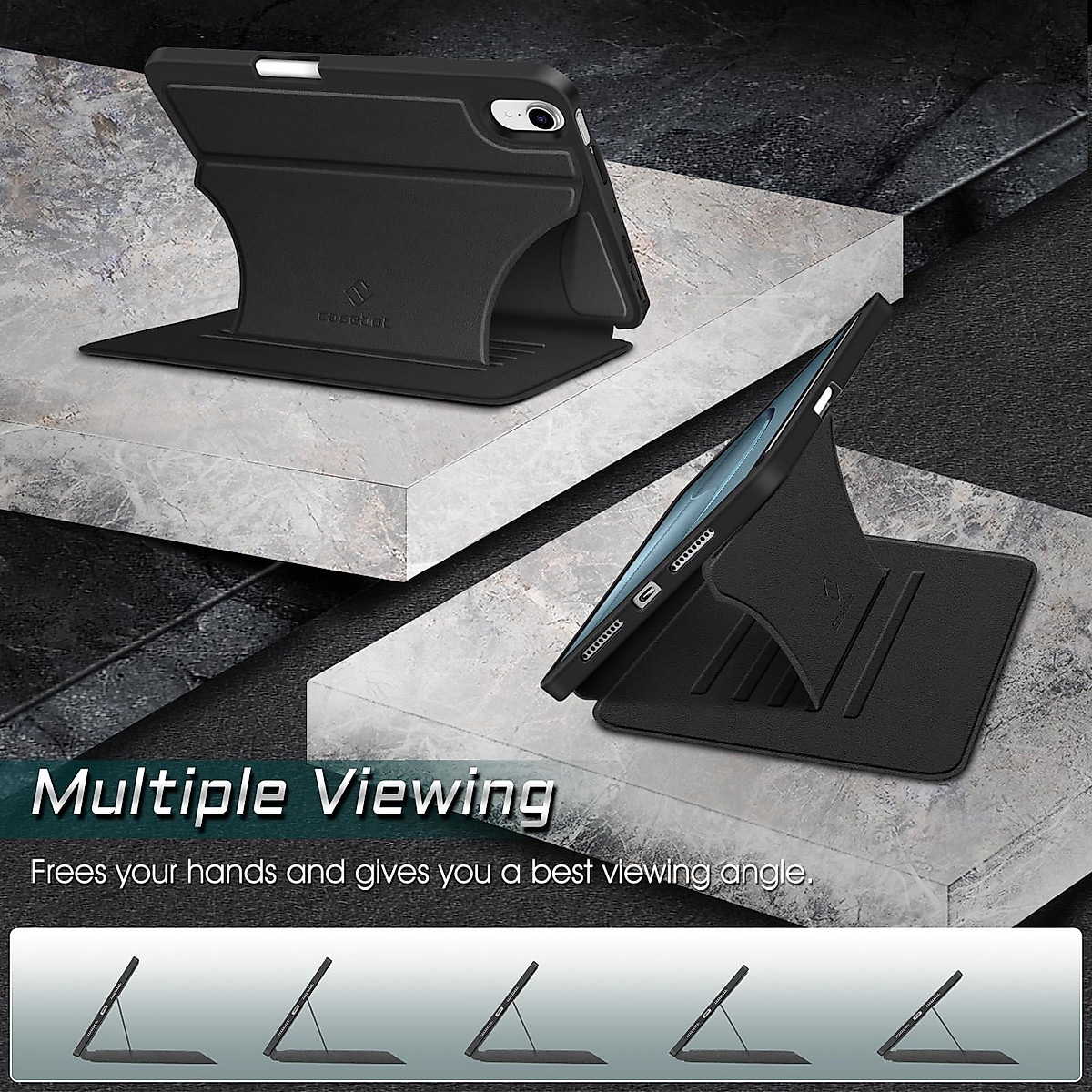 Fintie Magnetic Case for iPad Mini 7 (A17 Pro) 2024 / iPad Mini 6 2021 - Multiple Angle Shockproof Rugged Stand Case, Soft TPU Back Cover for iPad Mini 7th/6th Generation 8.3 Inch, Black