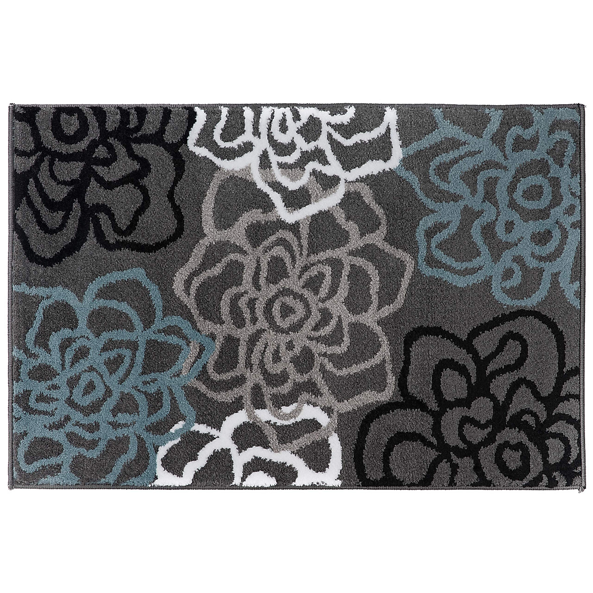 Rugshop Contemporary Modern Floral Abstract Flowers Easy Maintenance for Home Office, Living Room, Bedroom, Kitchen Soft Area Rug 2' x 3' Gray