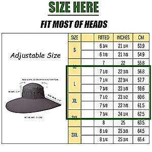 Leotruny Super Wide Brim Bucket Hat UPF50+ Waterproof Sun Hat for Fishing Hiking Camping (C02-Dark Gray)