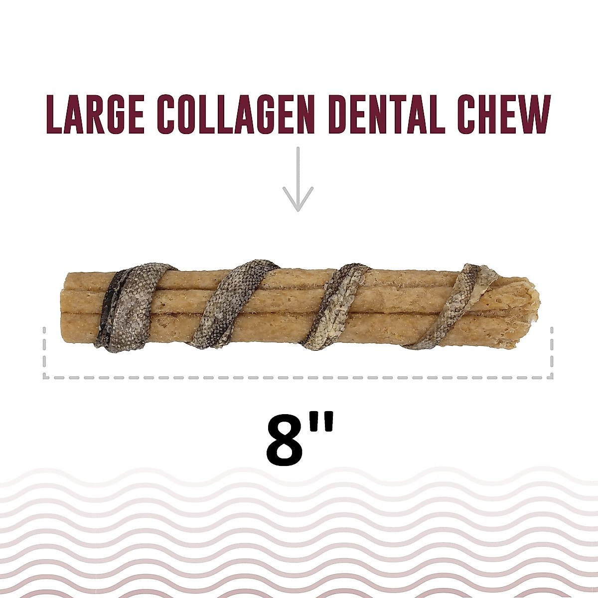 Icelandic+ Beef Collagen Dental Chew Stick Wrapped with Fish 8" Dog Treat