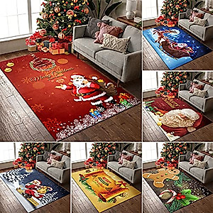 Red Christmas Santa Claus Area Rugs for Kids Living Room Bedroom Xmas Snowflake Kawaii Carpet Throw Rug 31x20 inch