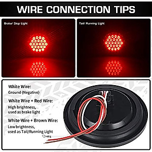 LINKITOM 4 Inchs Round Trailer Lights, Super Bright Red 24 LED Brake Turn Signal Tail Lights with Waterproof Rubber Gaskets for Boat Trailer Truck RV [DOT Certified] [IP67], 2 Pack