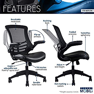 Stylish Mid-Back Mesh Office Chair With Adjustable Arms. Color: Black