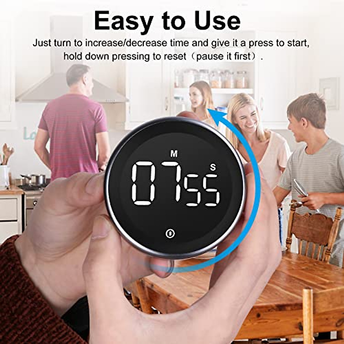 AIMILAR LED Digital Kitchen Timer - Magnetic Countdown Count-up Kids Timer, Large LED Display, Adjustable Volume and Brightness Cooking Timer for Kid Classroom Board