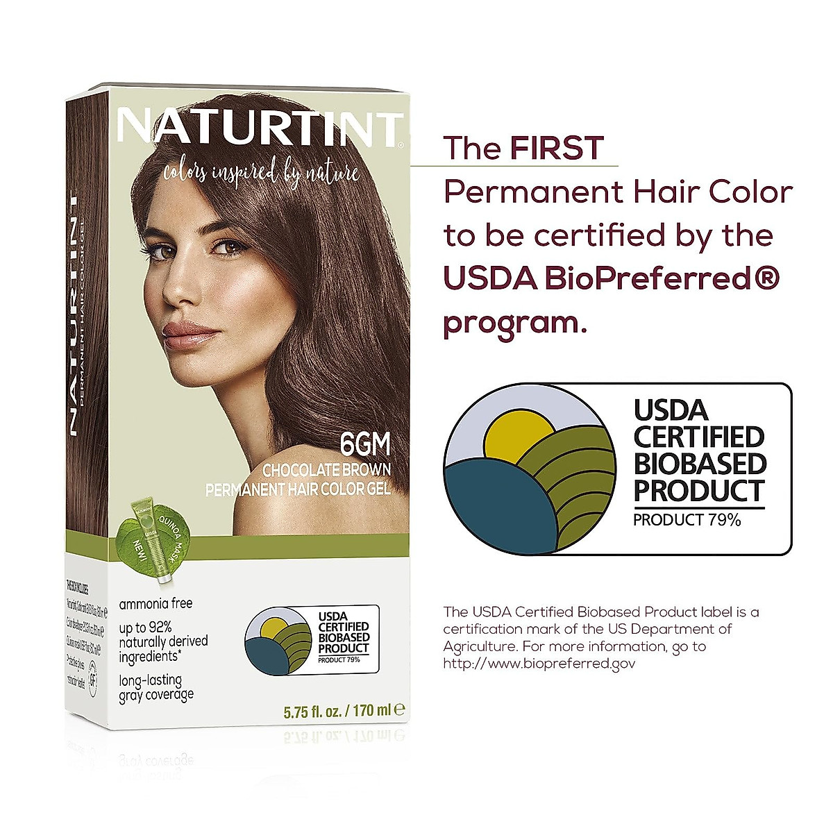 Naturtint 6GM Chocolate Brown Permanent Hair Color (Pack of 1), Ammonia Free, Vegan, Cruelty Free, up to 100% Gray Coverage, Long Lasting Results (Packaging may vary)