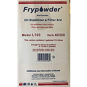 MirOil L103 BULK SAVER Fry Powder Oil Stabilizer and Filter Aid, CS of 3 x gallons for Fryers Oil Saving, Item 403000, Reduce Oil Usage