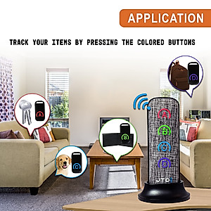 Fabric Key Finder Locator | Wireless RF Lost Key and Wallet Finder Item Locator w/Replaceable Battery (1 Transmitter + 4 Receivers) by J-Tech Digital [JTDKF4F]