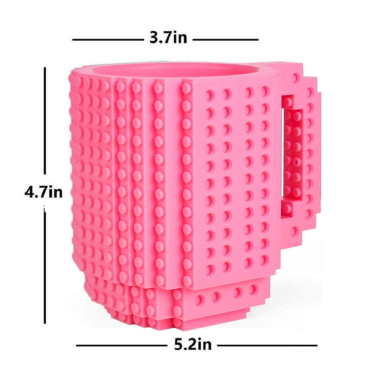 Gvendo Build on Brick Coffee Mug, Fun Gaming Mugs with Handle DIY Pink Large Coffee Cup Funny Gifts for Men Women Office Work or Childhood Education