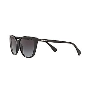 Ralph by Ralph Lauren Women's RA5274 Butterfly Sunglasses, Shiny Black/Grey Gradient, 56 mm