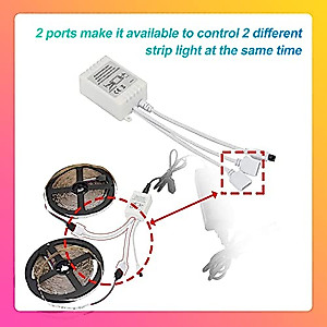 TJOY RGB Led Controller for Light Strip, 44 Key IR Remote for SMD 10mm 5050 3528 2835, 2 Ports of 4 Female Pin Controller, DC 12V-24V, 6A, Replacement Wireless Remote Control for Flexible Tape Light