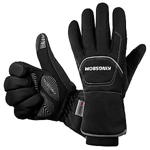 KINGSBOM -40F° Waterproof & Windproof Thermal Gloves - 3M Thinsulate Winter Touch Screen Warm Gloves - for Cycling,Riding,Running,Outdoor Sports - for Women and Men(Black,Large)