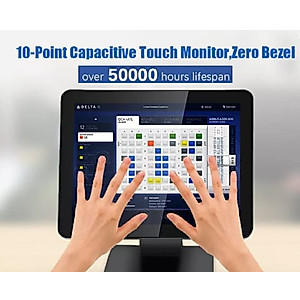 ORYX 17-inch Capacitive LED Multitouch Screen POS Monitor - Waterproof True Flat Seamless Design - USB Port, VGA & HDMI Input - Home, Office, Retail, Restaurant, Gym, Bar [No Driver Required]