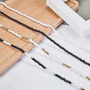 Hicarer Seed Bead Choker Necklace Tiny Beaded Choker Boho Colorful Choker Necklace Chain Jewelry for Women, Adjustable 12-16 Inches (Color Set 1, 8 Pieces)